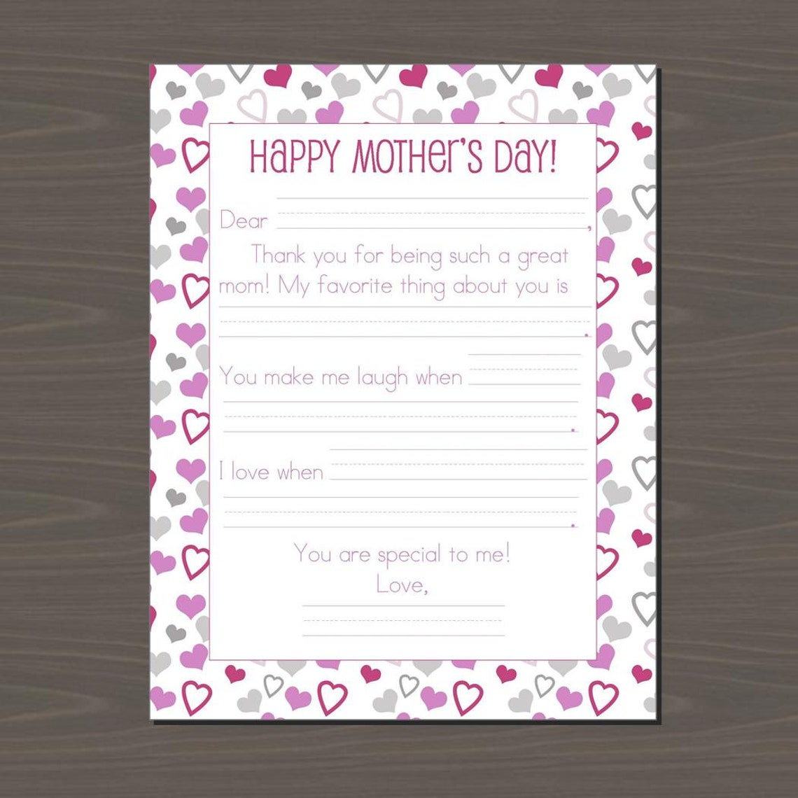 Mother's Day Fill-in Letter From Kids (PDF) - Etsy