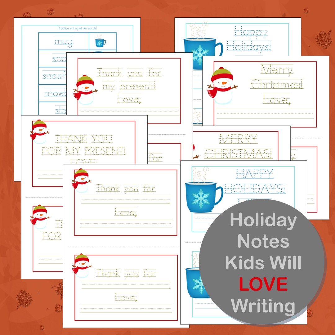 Kids' Holiday Handwriting Practice Cards: Winter & Christmas (digital ...