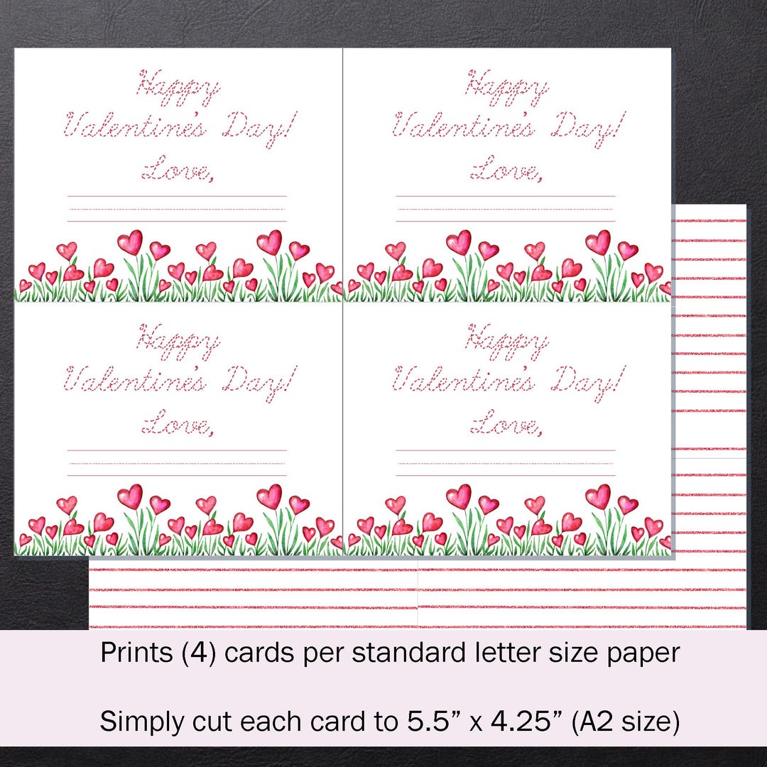Printable Cursive Valentine's Day Cards | Traceable Cursive, Kids ...