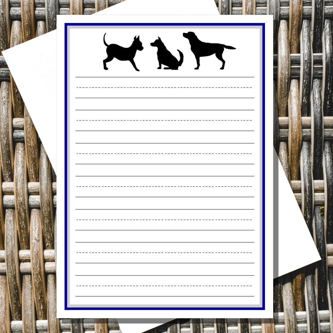 Lined Dog Stationery Set, Lined Thank You Notes With Dogs for Kids, Dog ...