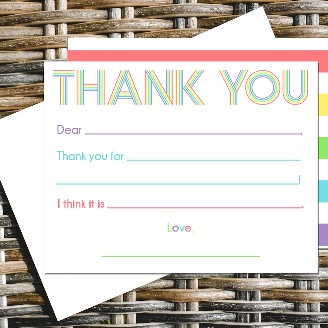 Thank You Notes for Kids, Fill in the Blank Thank You Notes With ...