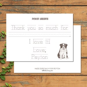 Personalized Border Collie Thank You Notes: Fill-in, Traceable Letters ...