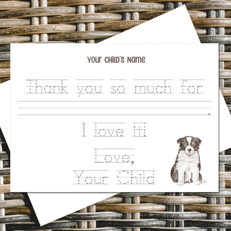 Personalized Border Collie Thank You Notes: Fill-in, Traceable Letters ...