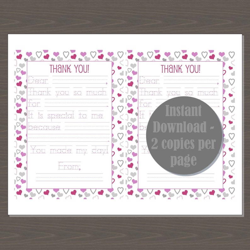 Printable Fill-in Thank You Notes With Traceable Letters (PDF) - Etsy ...