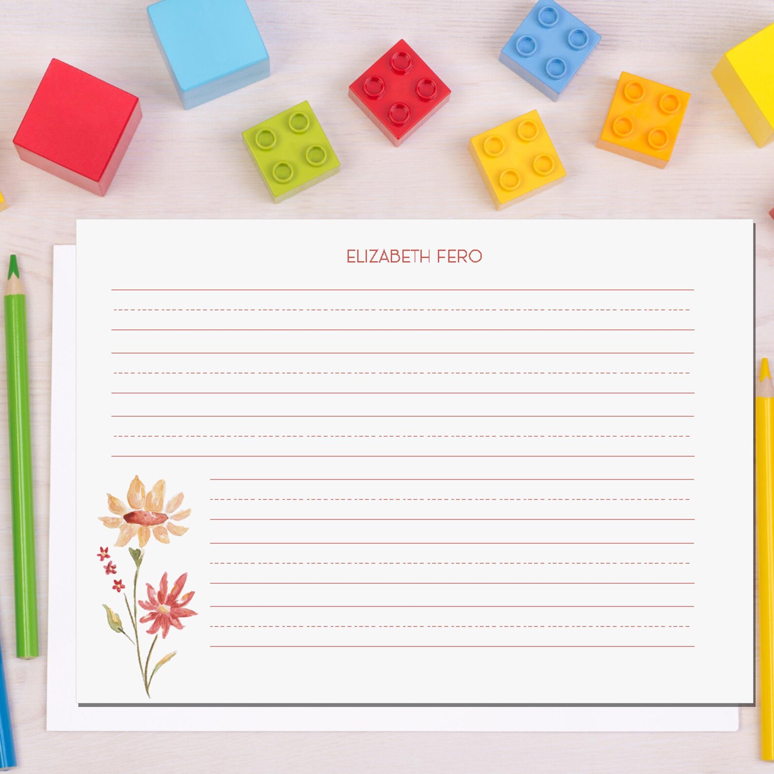 Watercolor Flowers Stationery Set: Personalized Note Cards - Etsy