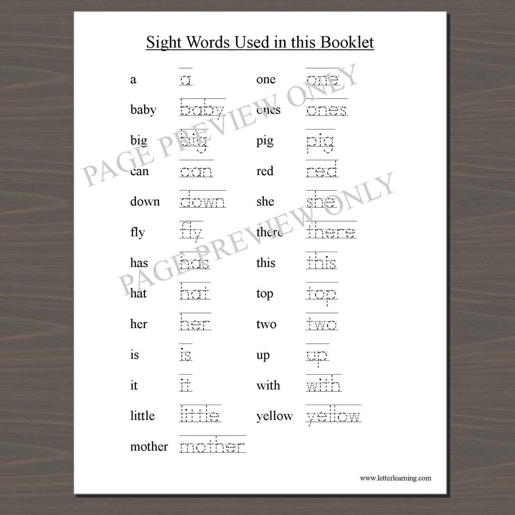Sight Word Practice Booklet: Traceable Lettering (PDF Download) - Etsy