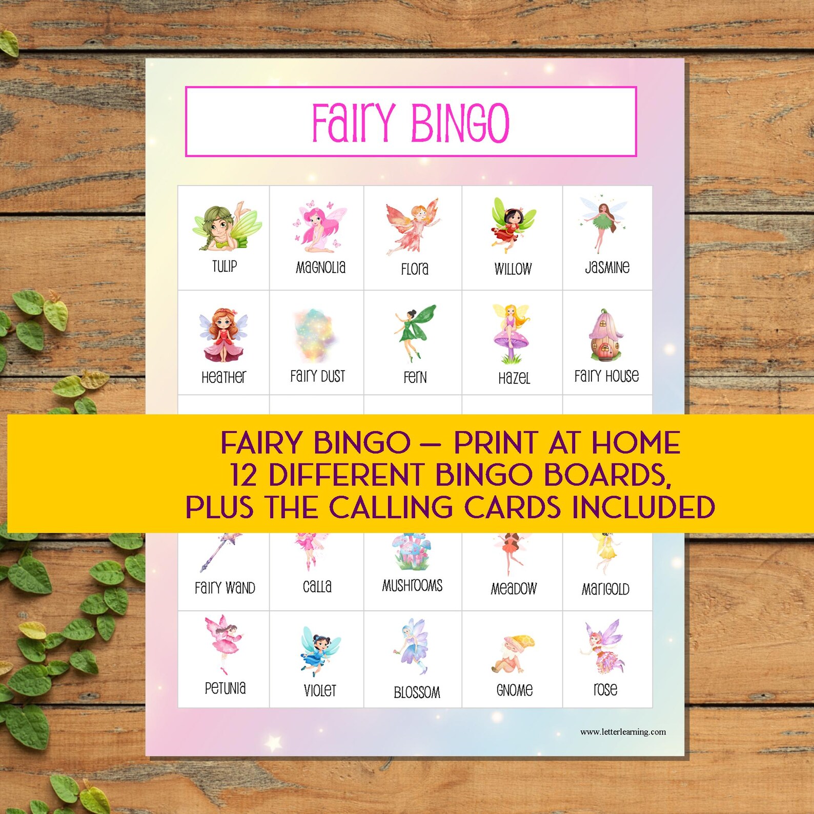 Fairy Bingo Game: 12 Printable Boards & Calling Cards (PDF) - Etsy