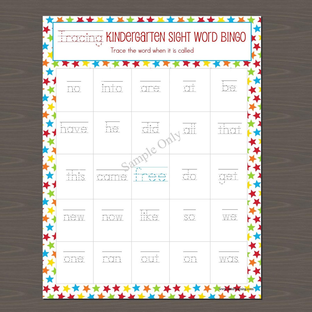Kindergarten Sight Word Bingo With Word Tracing (PDF) - Etsy