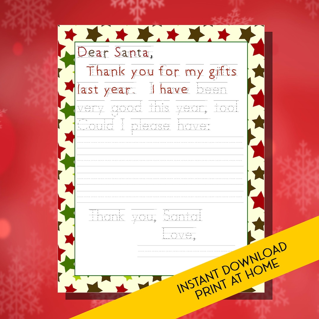 Printable Letter to Santa: Traceable Words for Kids (digital Download ...