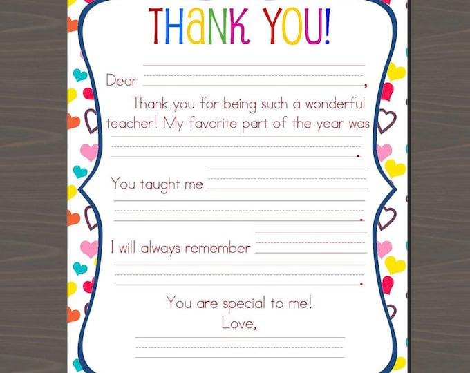 End of Year Letter to Teacher, Letter to Teacher, Teacher Appreciation ...