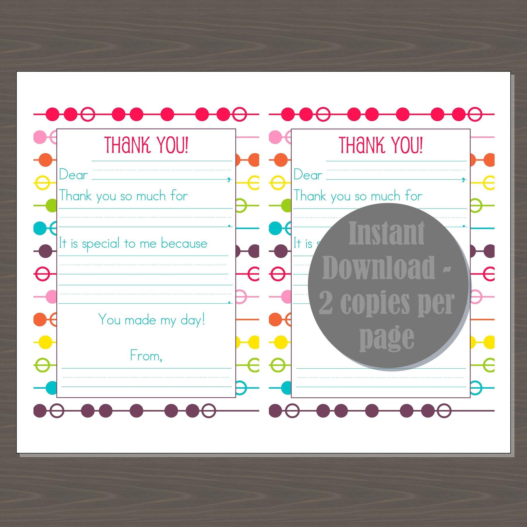 Rainbow Thank You Notes | Traceable Fill in the Blank Cards (PDF) | 3 ...