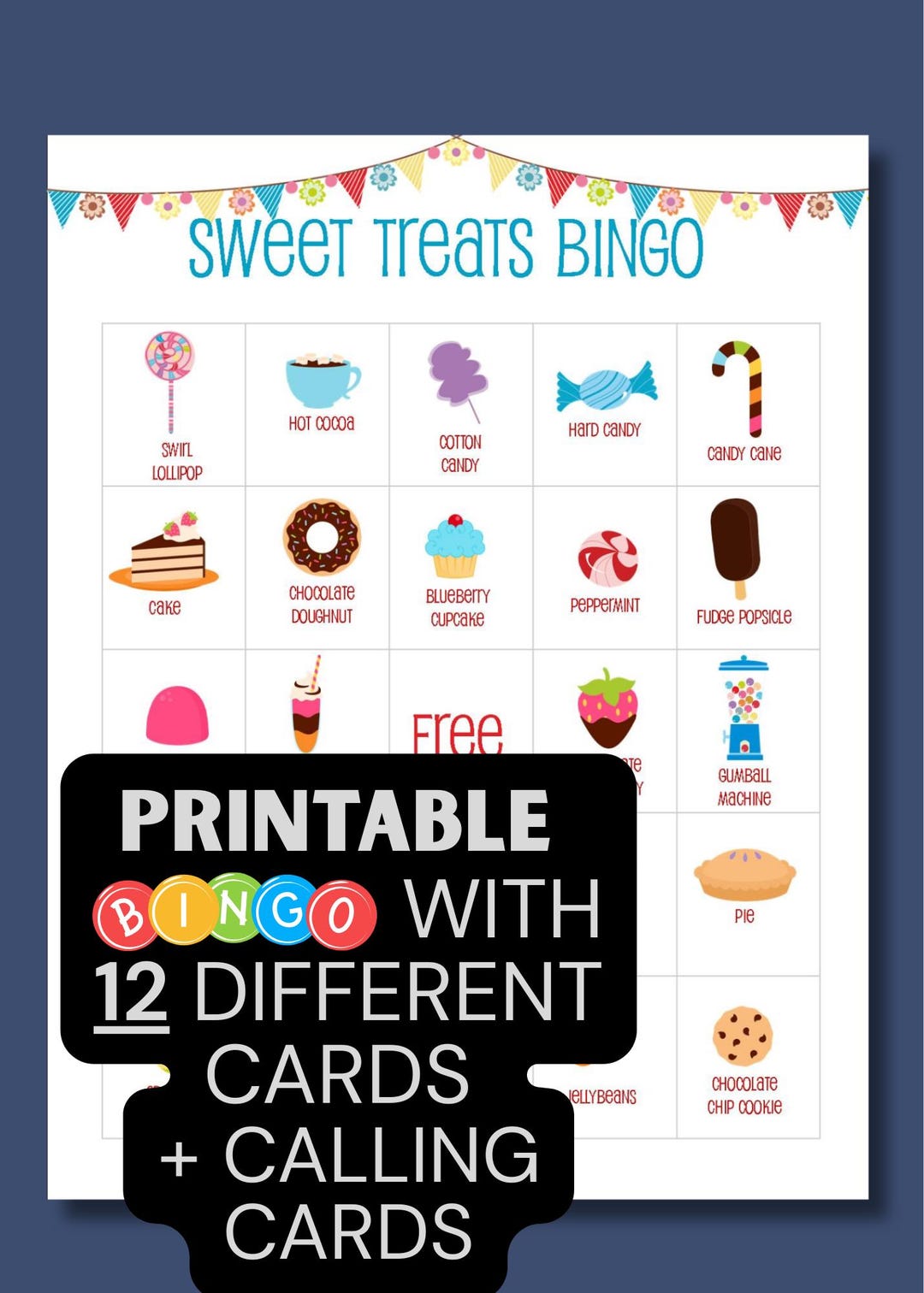 Dessert Bingo Game, Sweet Treats, 12 Printable Cards (PDF Download) - Etsy
