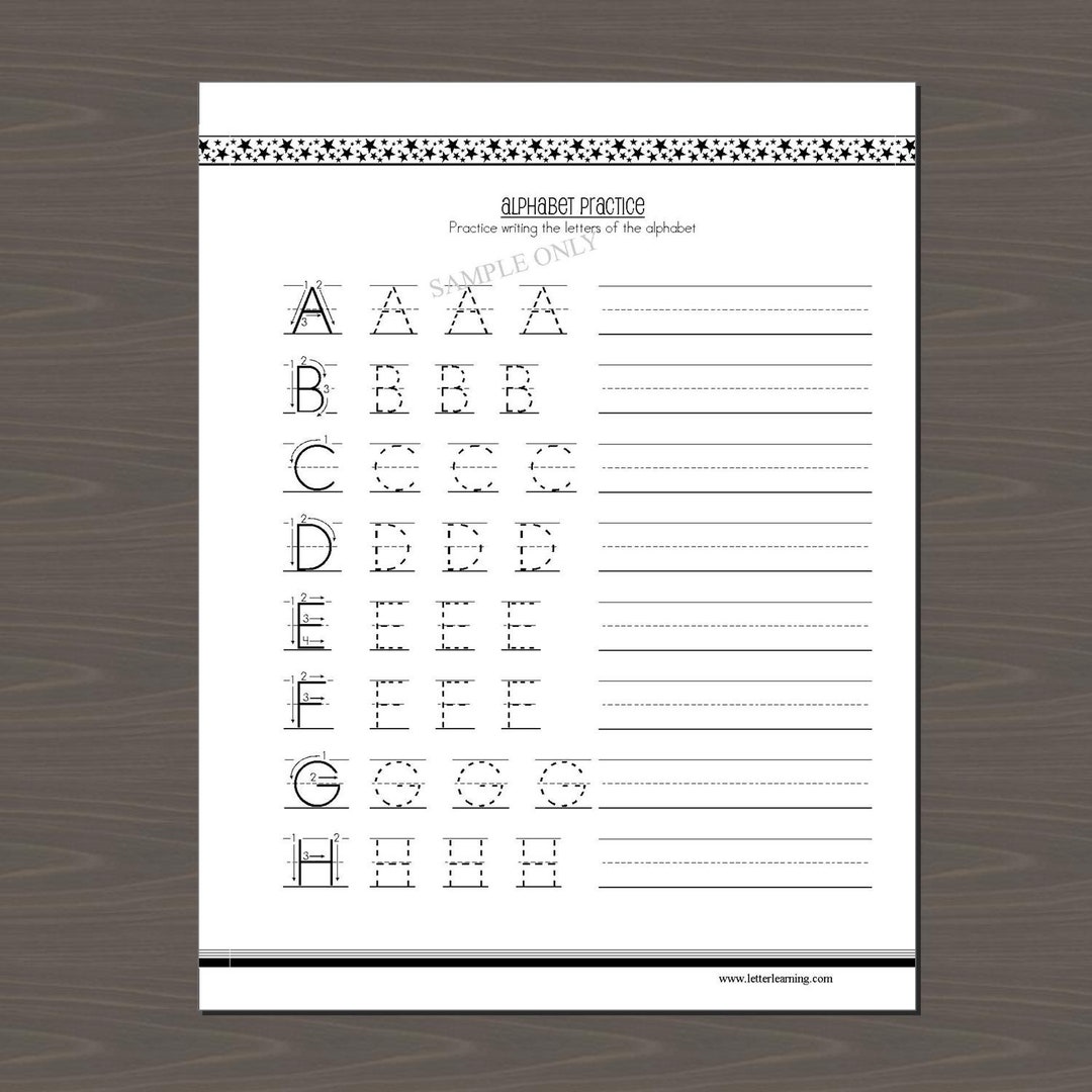 Alphabet & Number Writing Practice Sheets (PDF Download) - Etsy