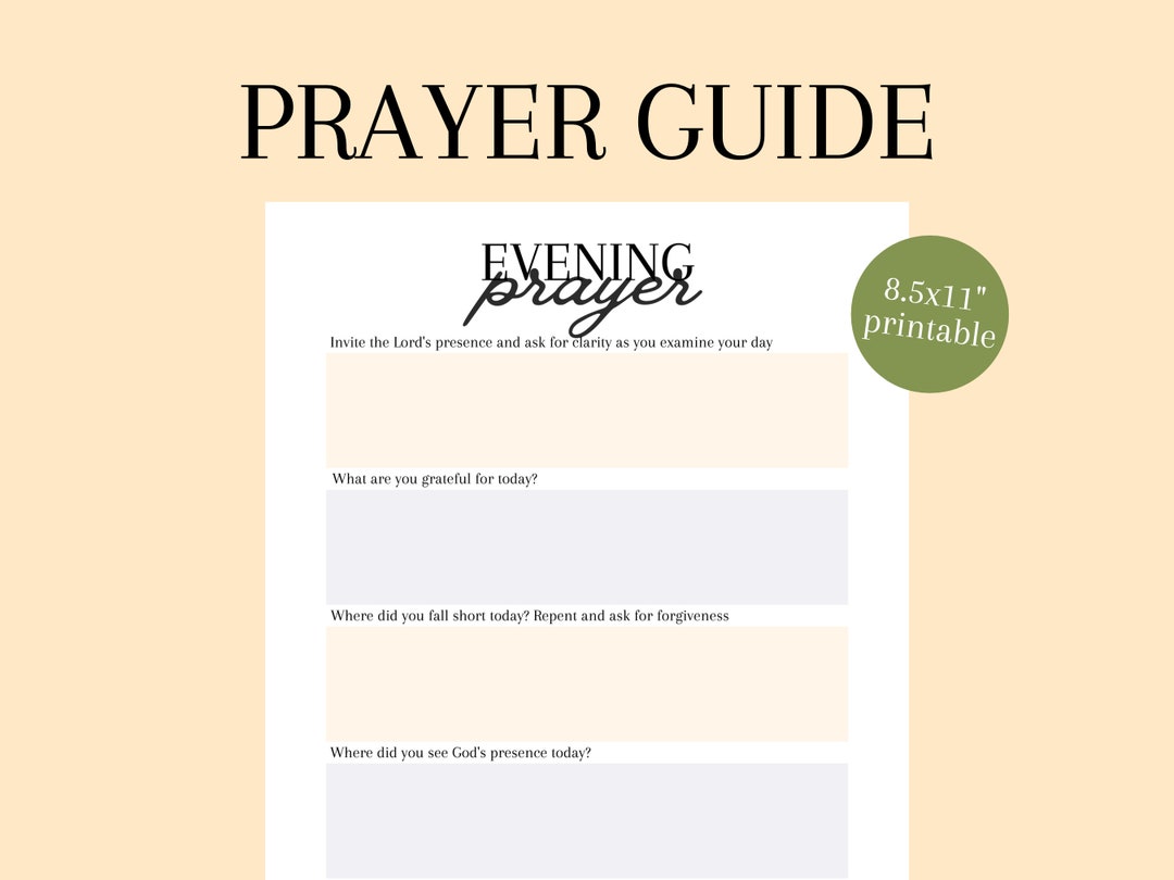 Evening Prayer Printable Digital Prayer Journal Printable Prayer Guide ...