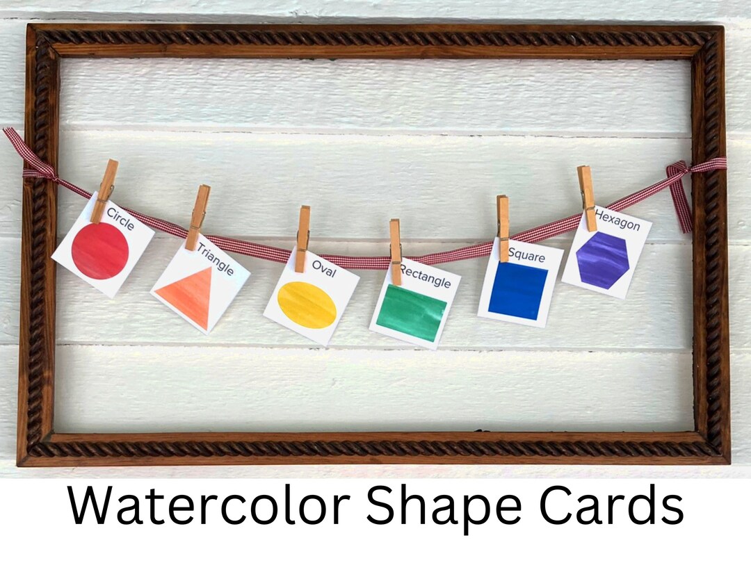 Watercolor Shape Flashcards Preschool Shape Flashcard - Etsy