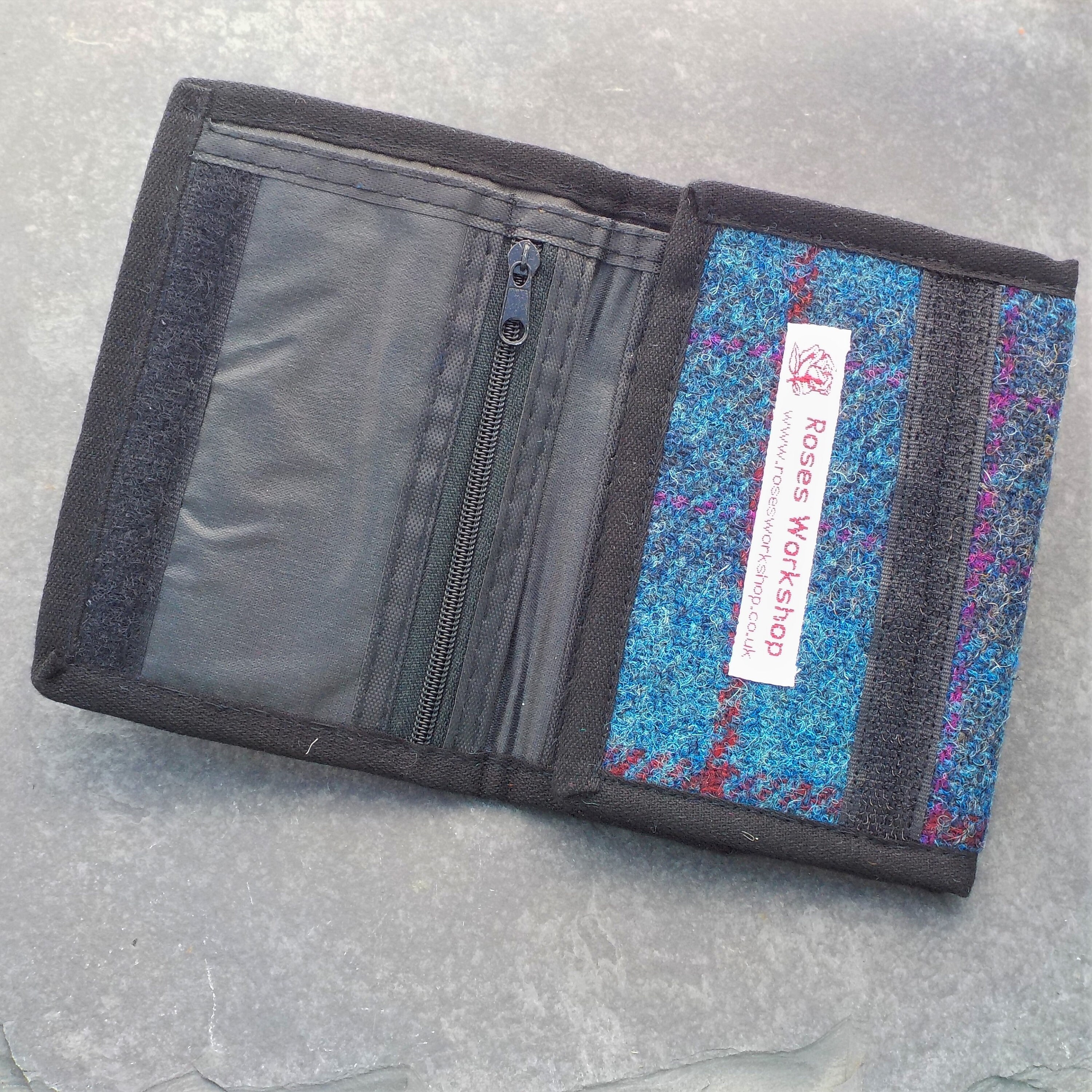 Harris Tweed Billfold Wallet in Blue and Purple Tartan Gift for Dad ...