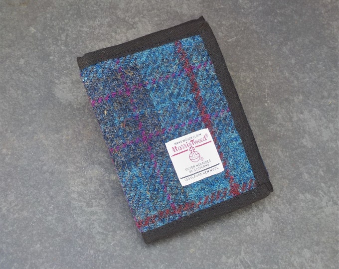 Harris Tweed Billfold Wallet in Blue and Purple Tartan Gift for Dad ...