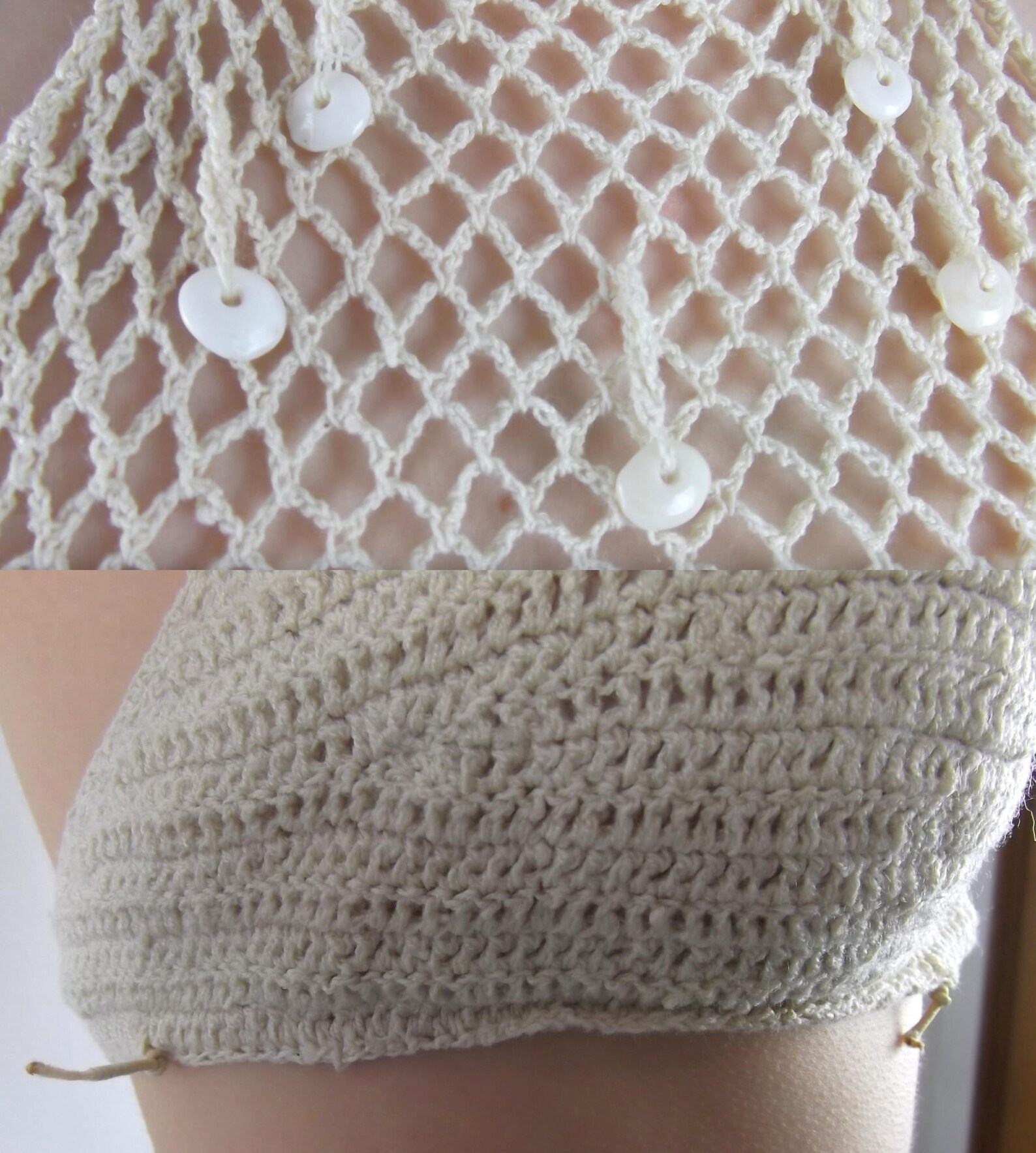 Vintage Crochet Top 1970s Woven Bikini Halter Size Small Etsy