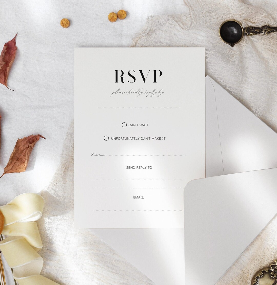 10 Minimalist Wedding Invitations, RSVP Cards, Minimalist RSVP Cards ...