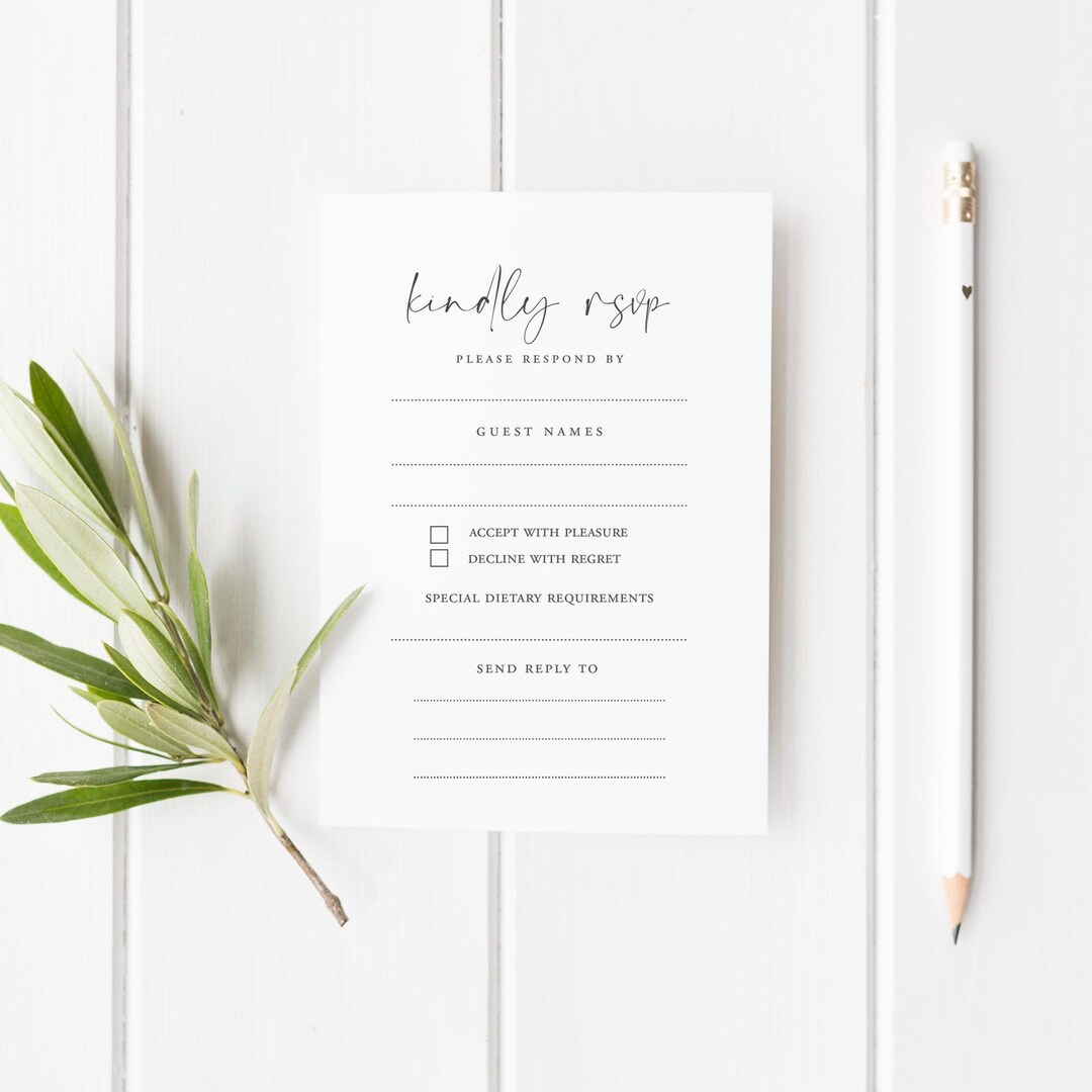 Set of RSVP Cards, Blank RSVP Cards, Affordable Wedding Stationery ...