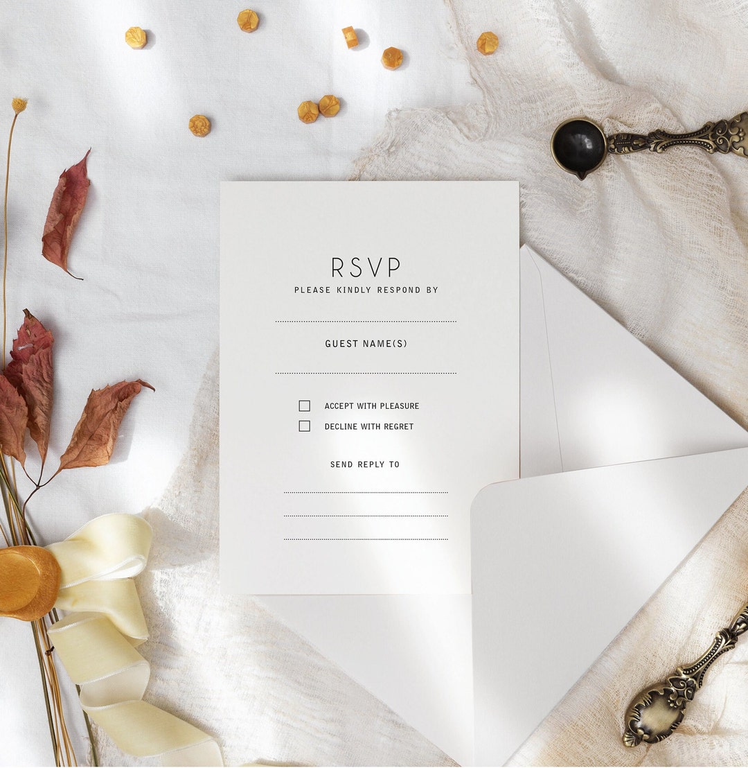 Blank Wedding RSVP Cards: Minimalist Reply Stationery - Etsy