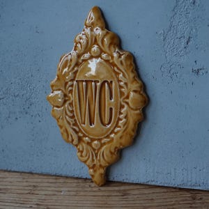 Handmade Ceramic WC Door Sign: Vintage Style Bathroom Decor - Etsy