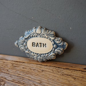 Vintage Style Ceramic BATH Sign: Grey Glazed Door Plaque - Etsy