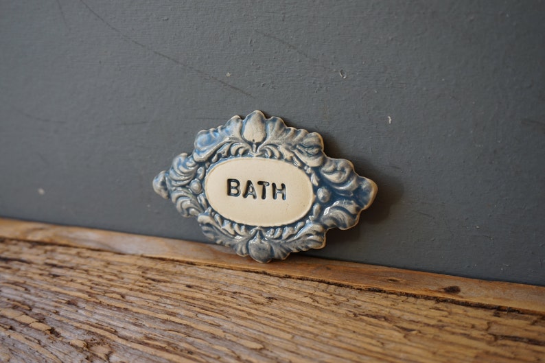 Vintage Style Ceramic BATH Sign: Grey Glazed Door Plaque - Etsy