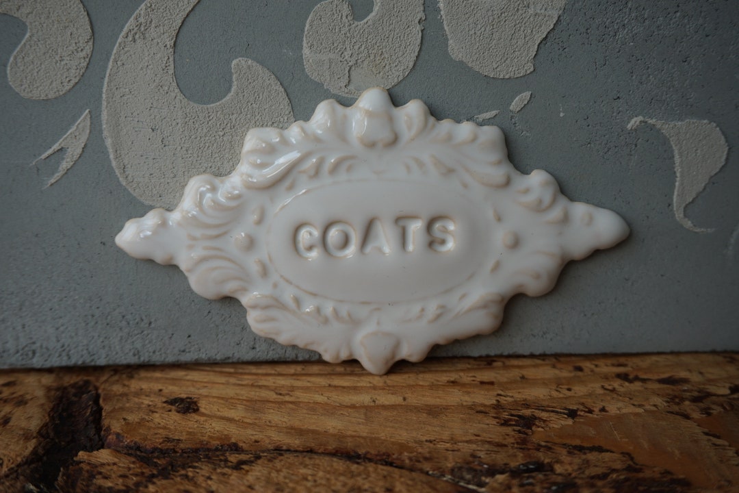 Vintage Style White Ceramic COATS Sign: Door or Wall Decor - Etsy