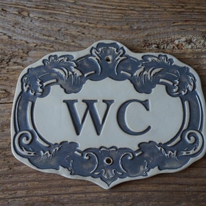 WC Sign / Home Decor / WC Door Decor / Bathroom Sign / Vintage Tile ...