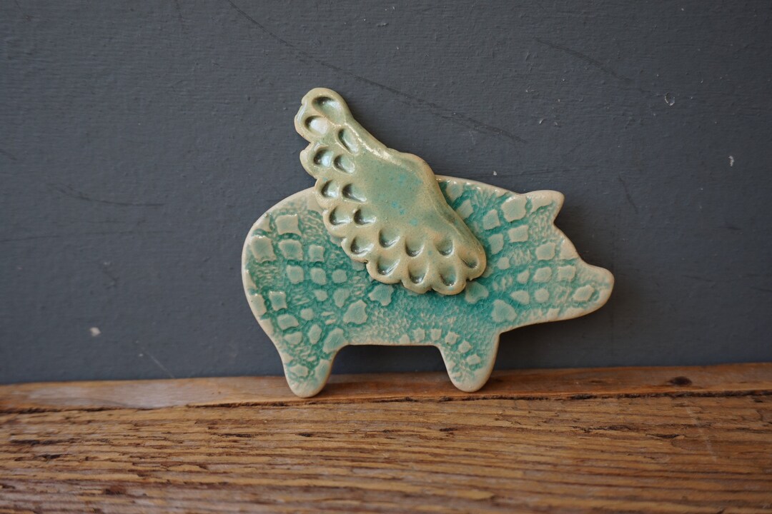 Ceramic Flying Pig Magnet / Guardian - Etsy