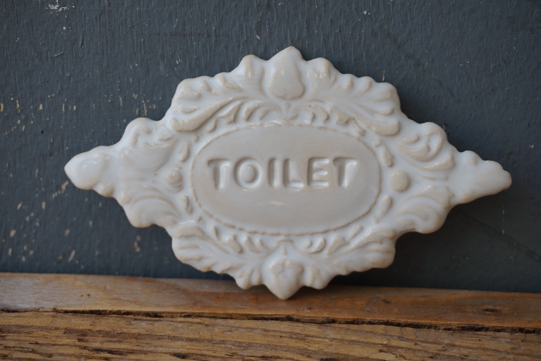 Ceramic TOILET Sign: White Glazed Door Plaque - Etsy UK