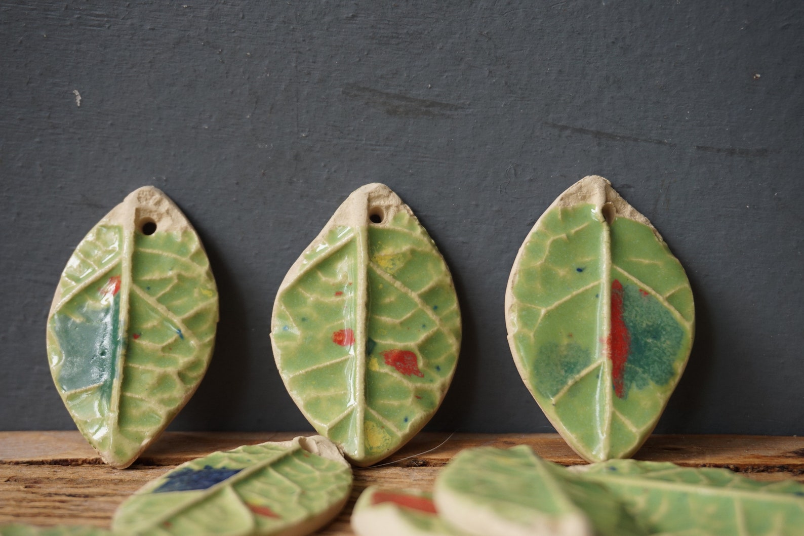 5 Ceramic LEAF Tiles / Mosaic Tile Set / Ornament / Wall Art | Etsy