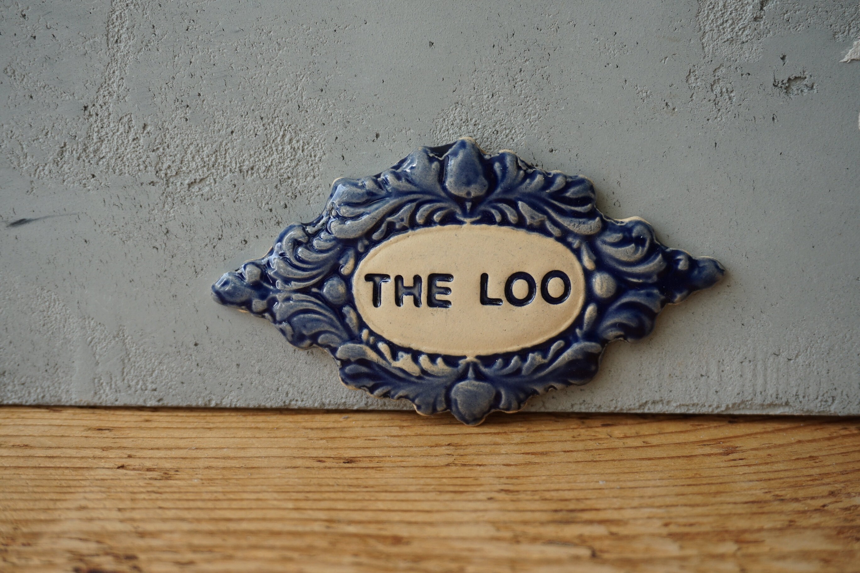 Ceramic "the Loo" Sign: Cobalt Blue Glazed Tile Door Plaque - Etsy