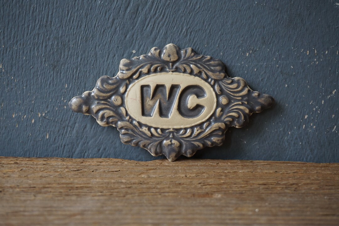 Vintage Style Ceramic WC Door Sign: Gray Glaze, 3.75x2 In - Etsy