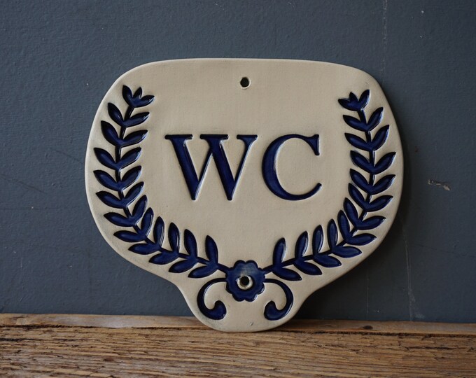 WC Sign / Scandinavian Home Decor / WC Tile / Bathroom Sign / Vintage ...