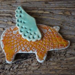 Ceramic Flying Pig Magnet / Guardian - Etsy