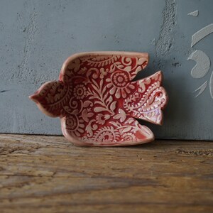 Ceramic Bird Ring Dish / Brides Made Gift / Red Dish - Etsy