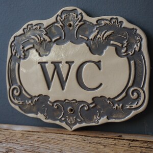 WC Sign / Home Decor / WC Door Decor / Bathroom Sign / Vintage Tile ...