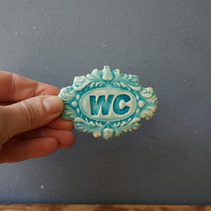 WC Sign / Vintage Home Decor / Ceramic Door Sign / Blue - Etsy