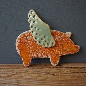Ceramic Flying Pig Magnet / Guardian - Etsy