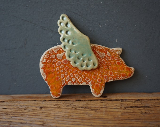 Ceramic Flying Pig Magnet / Guardian - Etsy