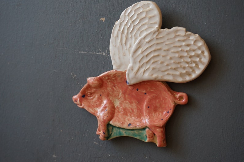 Flying Piglet Angel / Ceramic Sign Pigs Can Fly / Pig With - Etsy