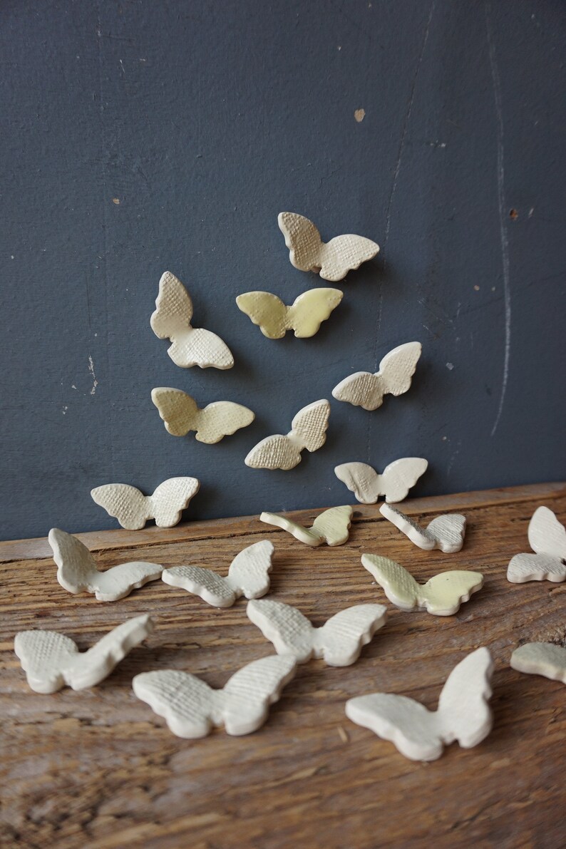 Wall Art Ceramic BUTTERFLIES / White Nursery Decor / Bedroom | Etsy