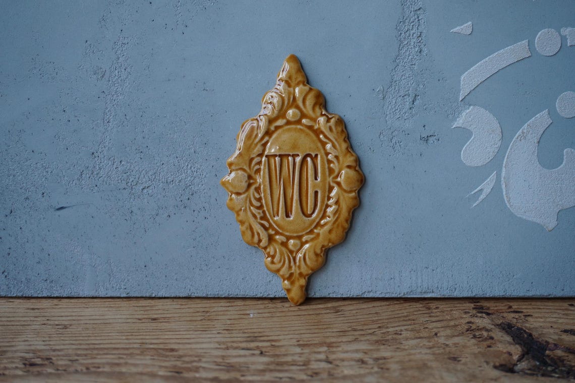 Handmade Ceramic WC Door Sign: Vintage Style Bathroom Decor - Etsy