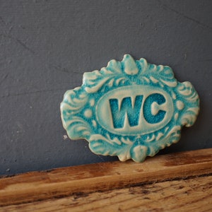 WC Sign / Vintage Home Decor / Ceramic Door Sign / Blue - Etsy