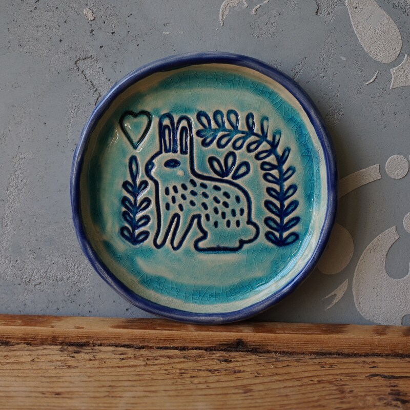 Rabbit Ceramic Plate - Etsy