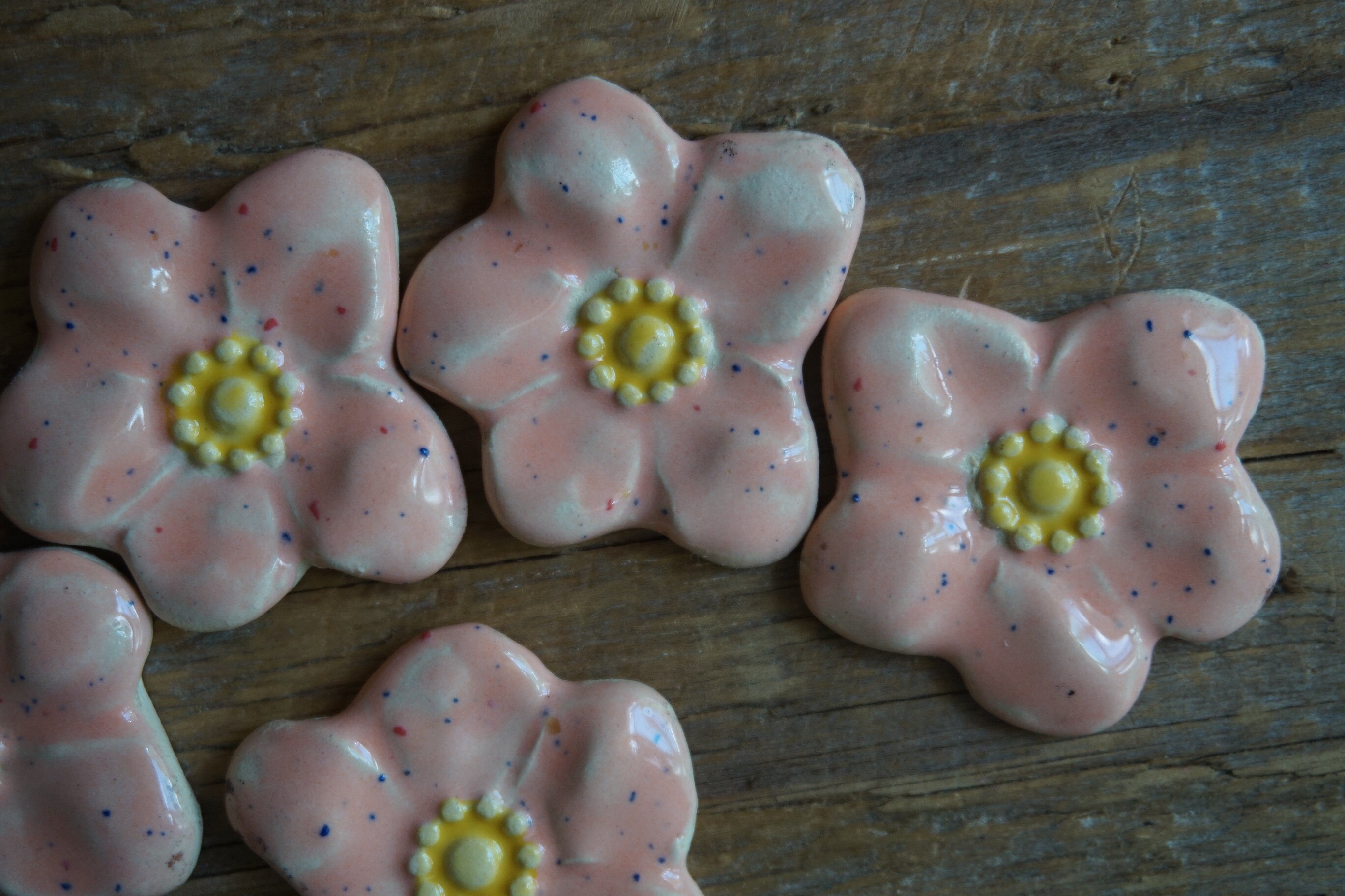 5 Ceramic FLOWER TILES / Mosaic Tile Set / Ornament / Wall Art - Etsy