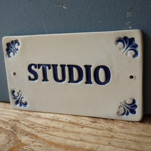STUDIO Sign / Ceramic Door Sign - Etsy