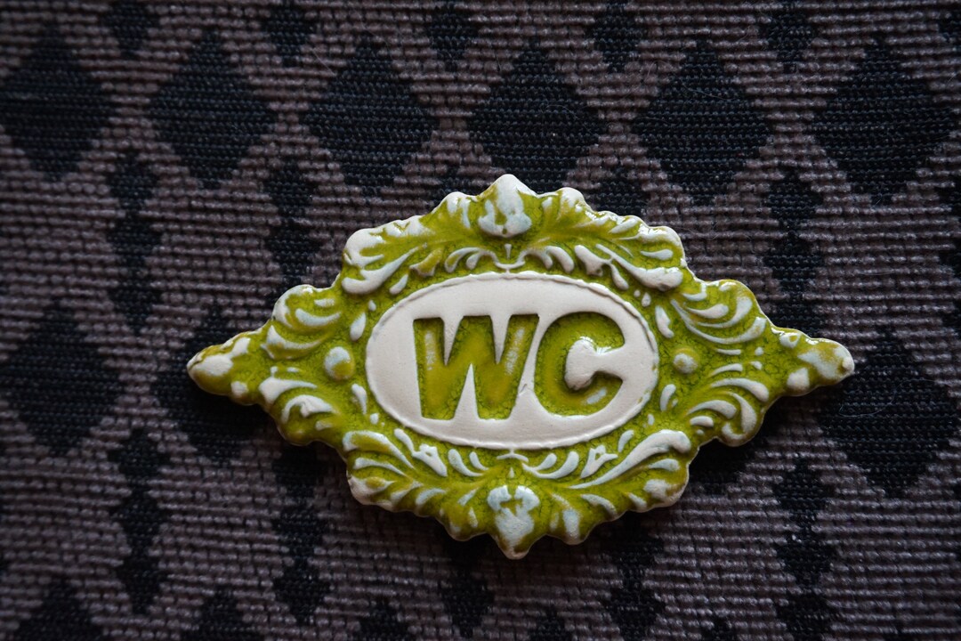Vintage Style Green Glazed Ceramic WC Sign - Toilet Door Plaque - Etsy